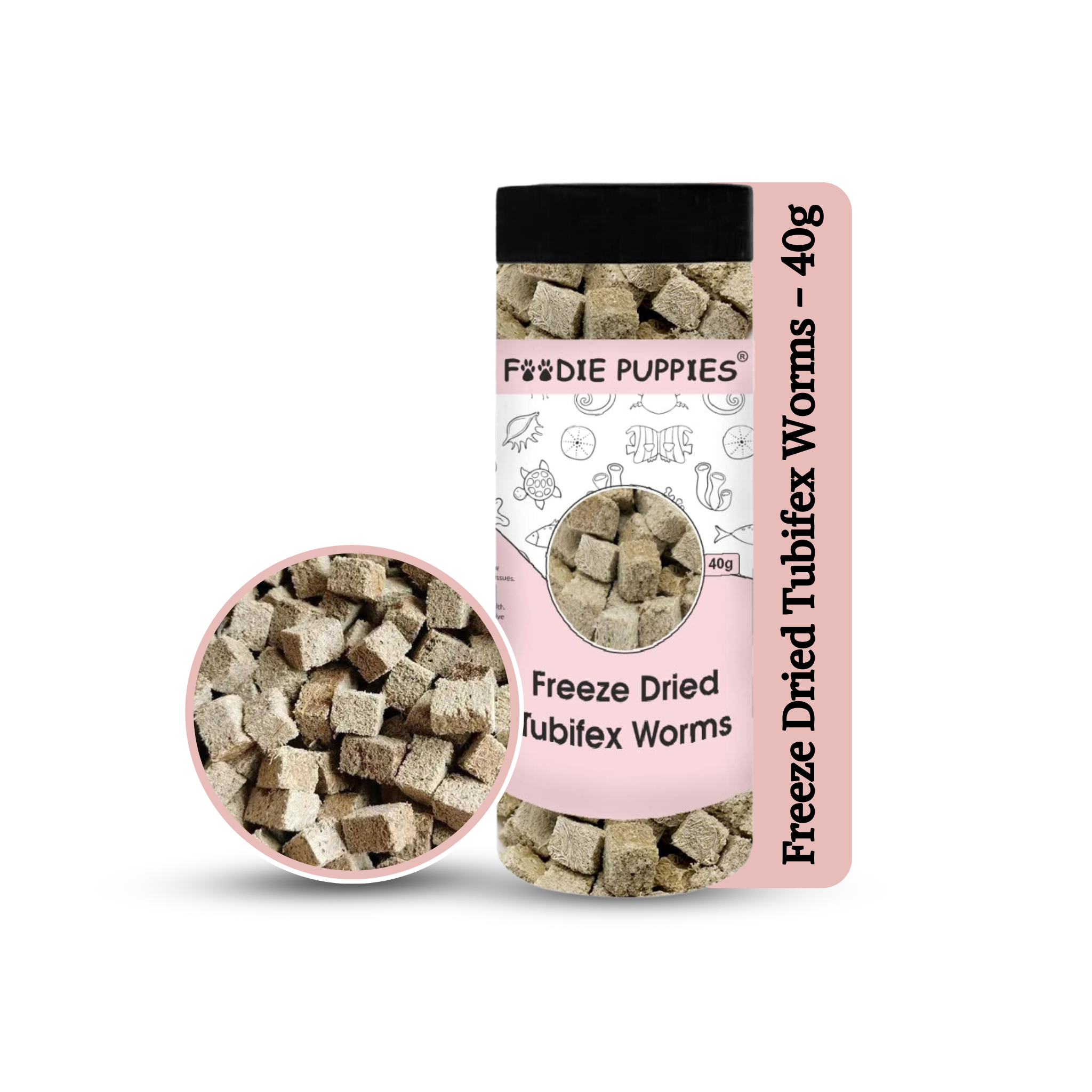 Foodie Puppies 40g Freeze Dried Tubifex Worms Fish Food